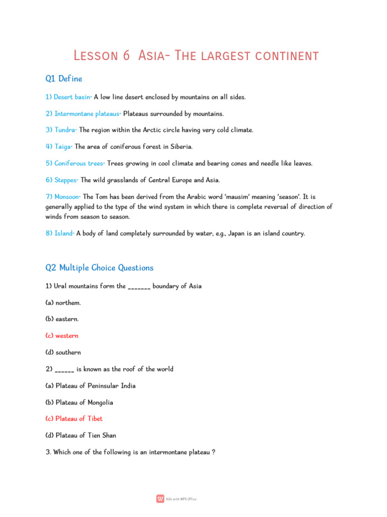 Lesson 6 Asia - WPS Office | PDF