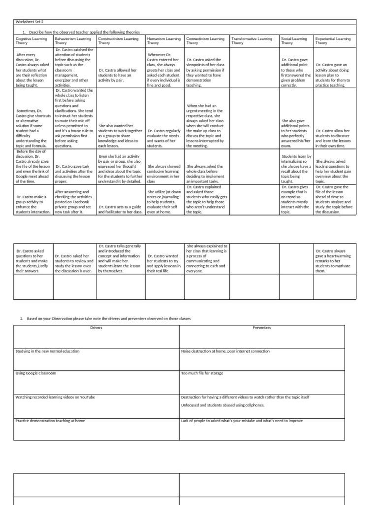 Worksheet Set 2 | PDF