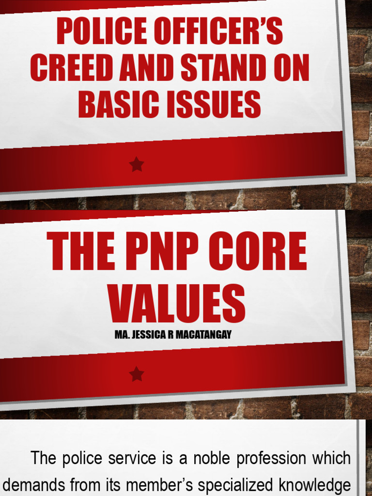Police Officers Creed and Stand On Basic Issues | PDF