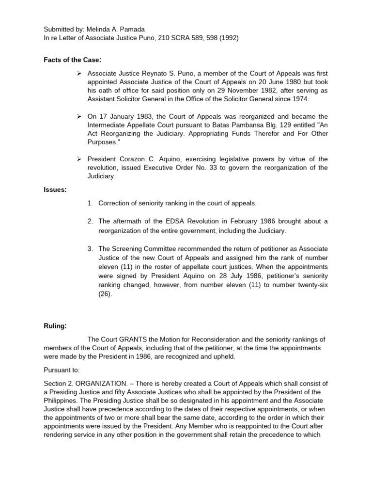 In Re Letter of Associate Justice Puno | PDF