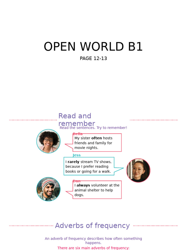 Open World B1 Frequency Adverbs | PDF