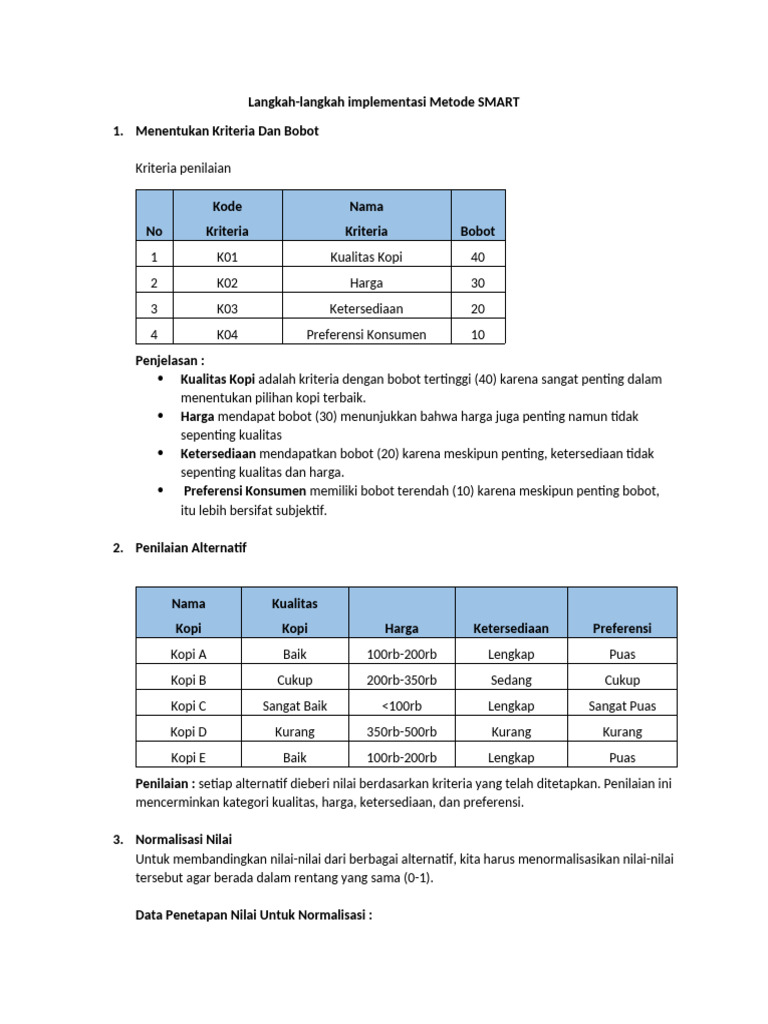 Langkah Perhitungan Metode SMART | PDF