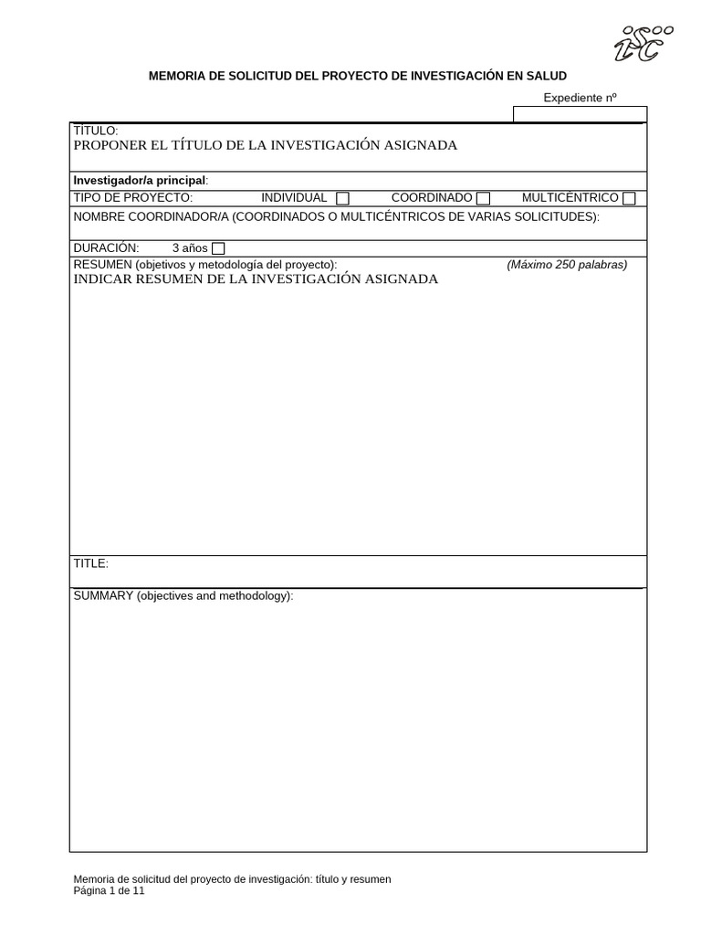 Formulario de Solicitud de Proyecto | PDF