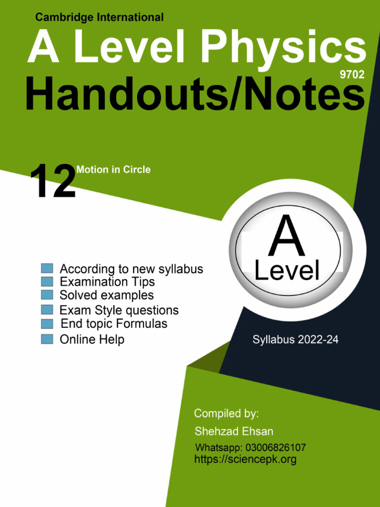 12 9702 A Handouts Topic Motion in Circle-1 | PDF