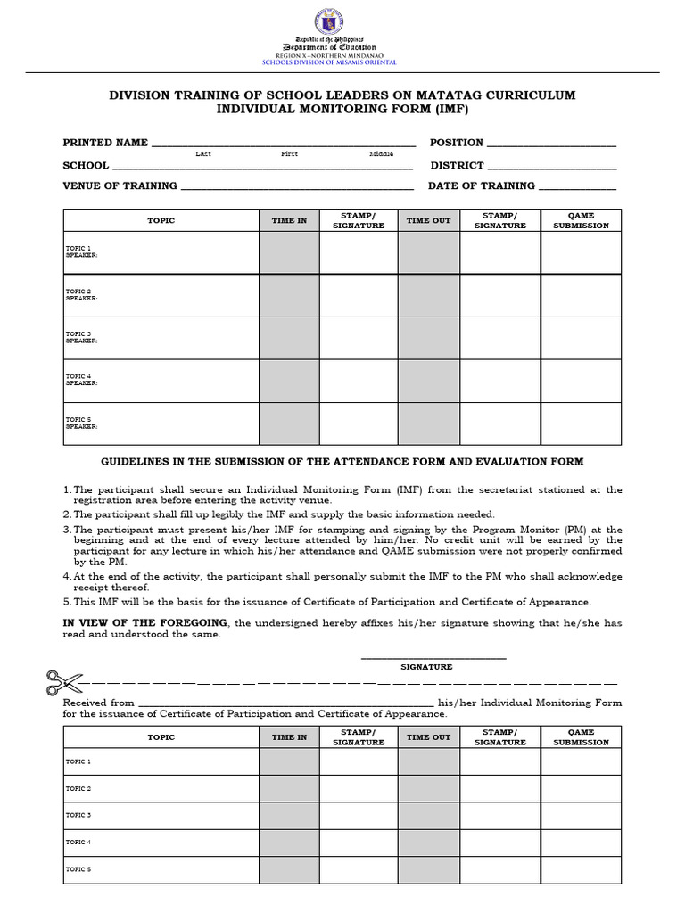 Individual Monitoring Form IMF - A4 | PDF | Career & Growth | Business