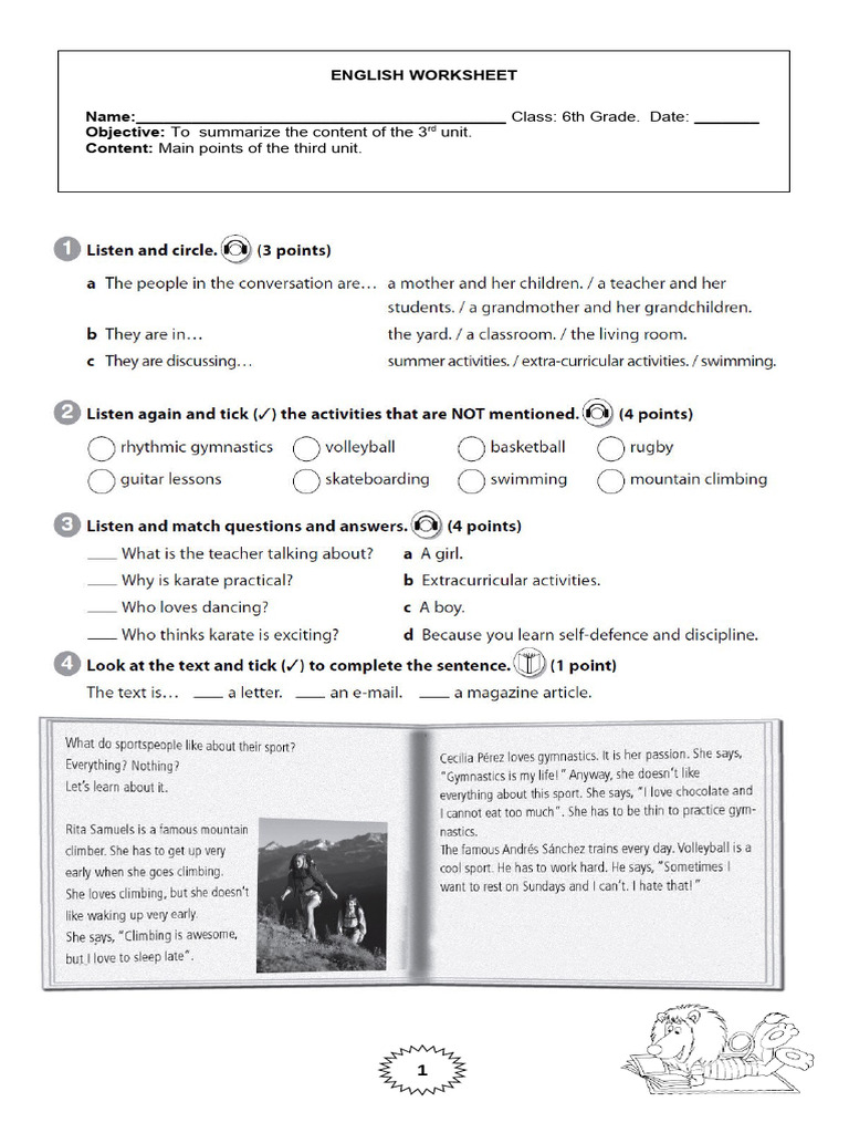 6bas Ingles Remedial Unit 3 | PDF