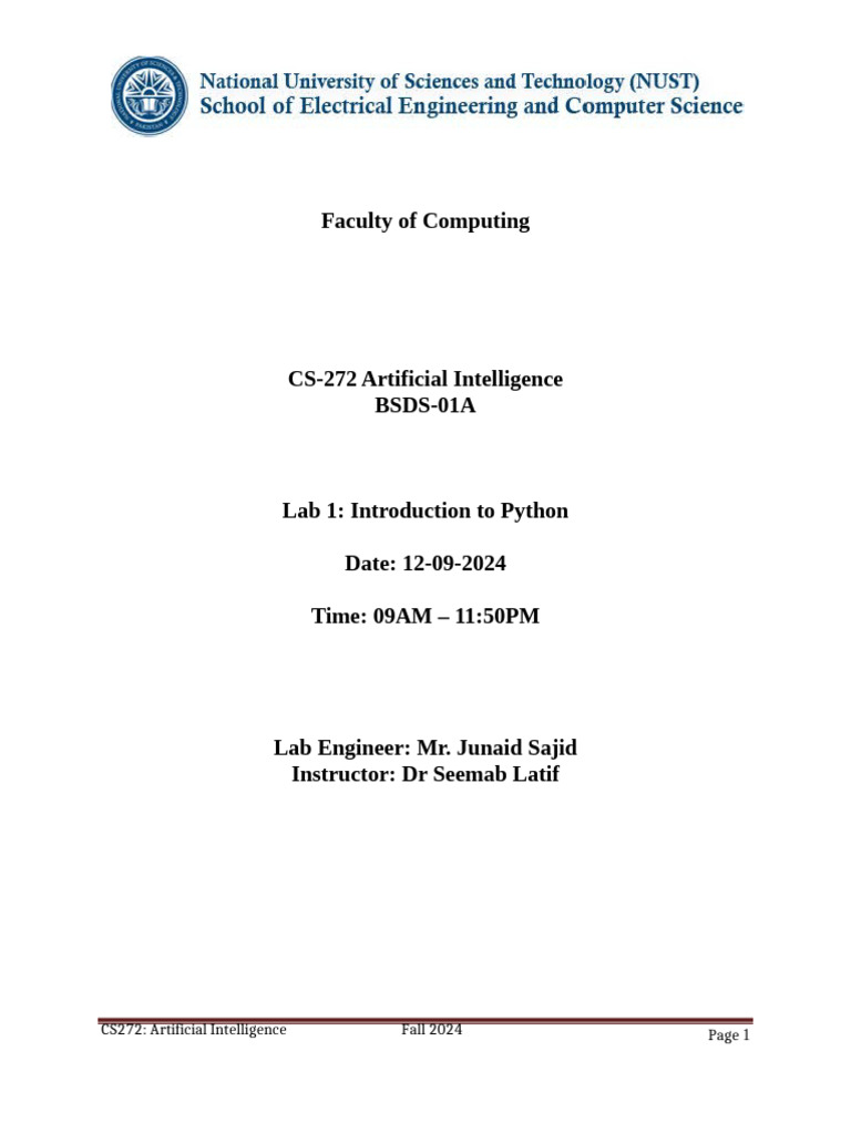 Lab 1 - Introduction To Pythondsaas | PDF
