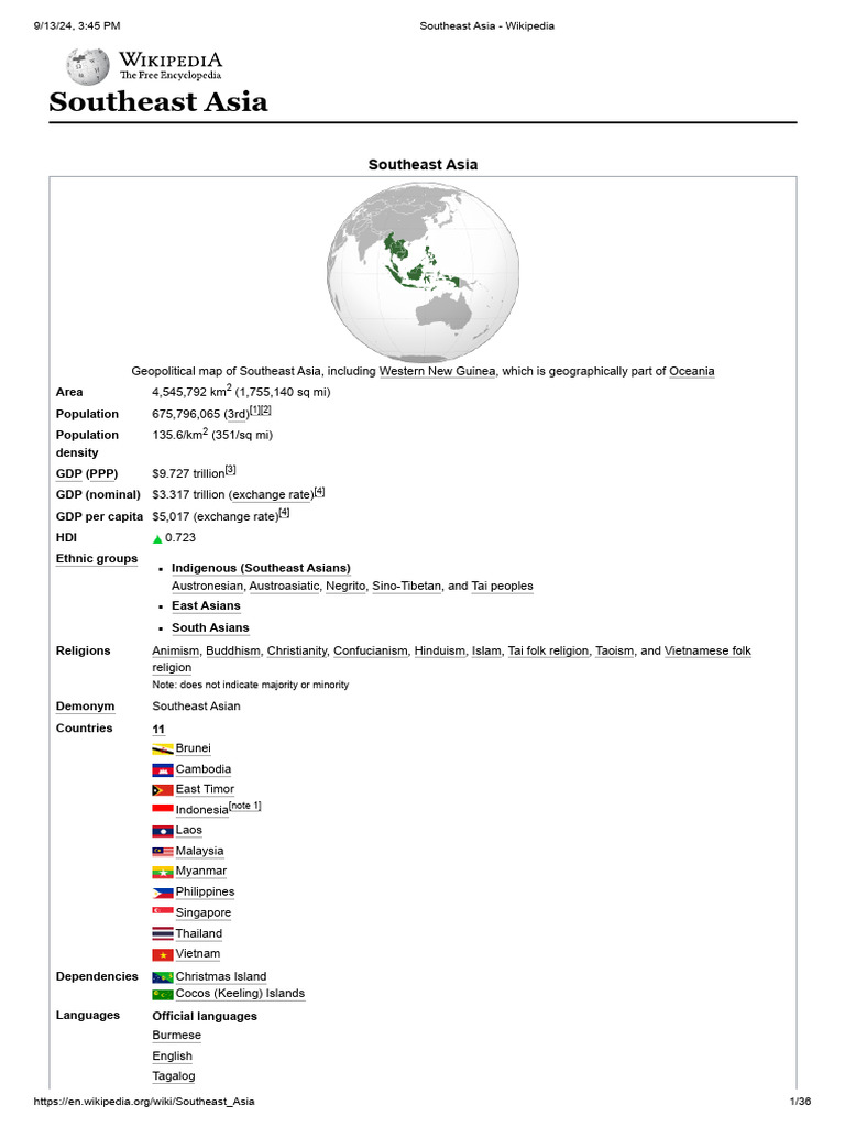 Southeast Asia - Wikipedia | PDF