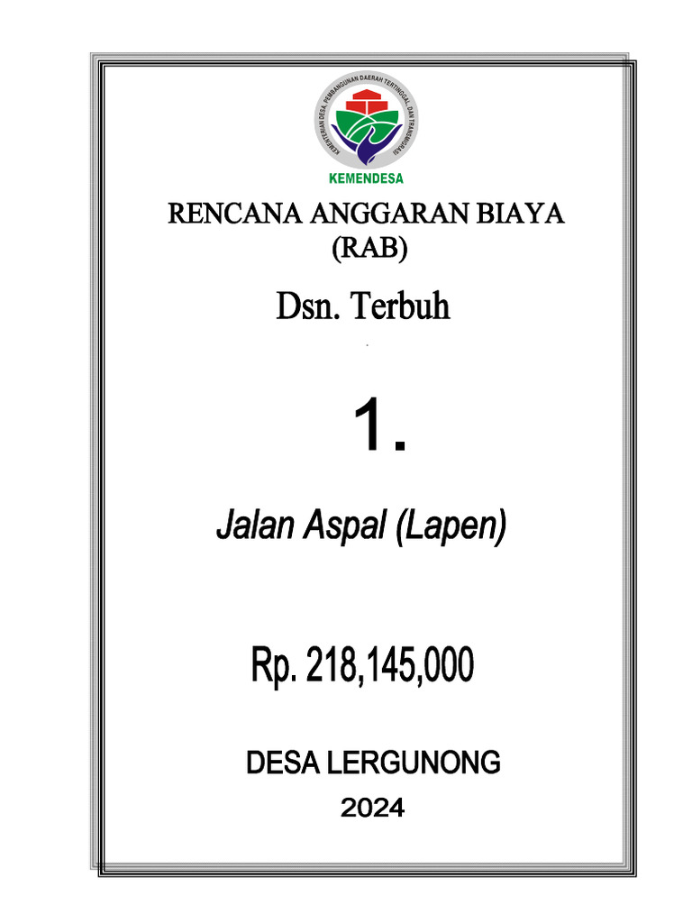 Rab Aspal Lapen 2024 (Lergunong) | PDF