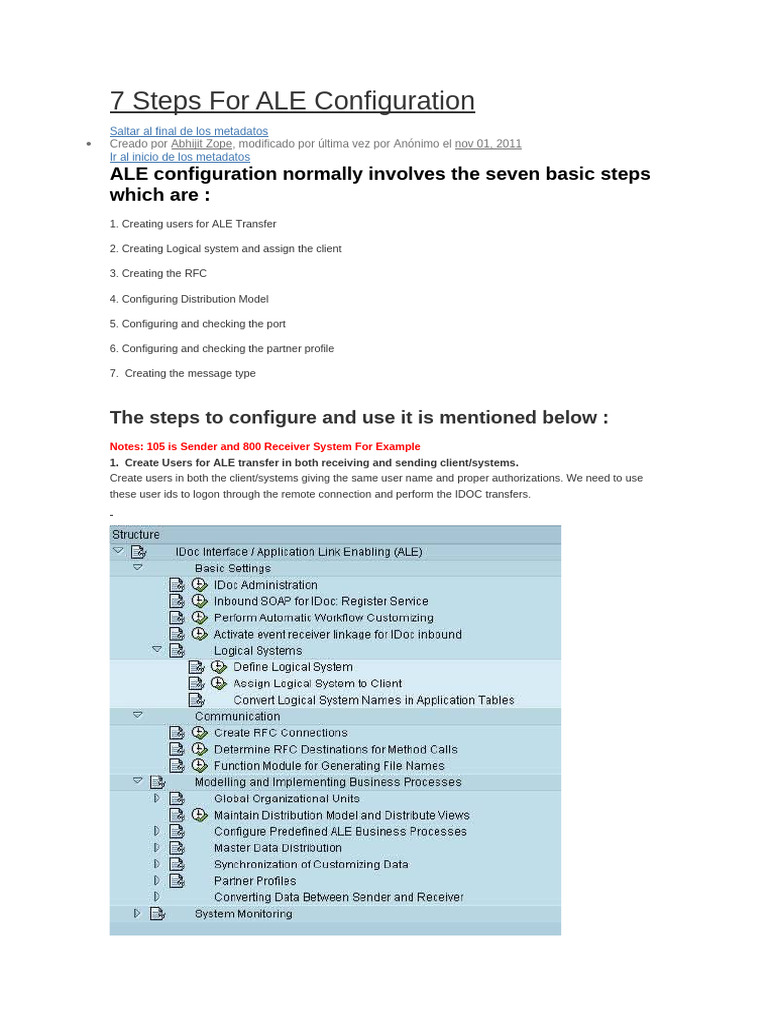 7 Steps For ALE Configuration | PDF