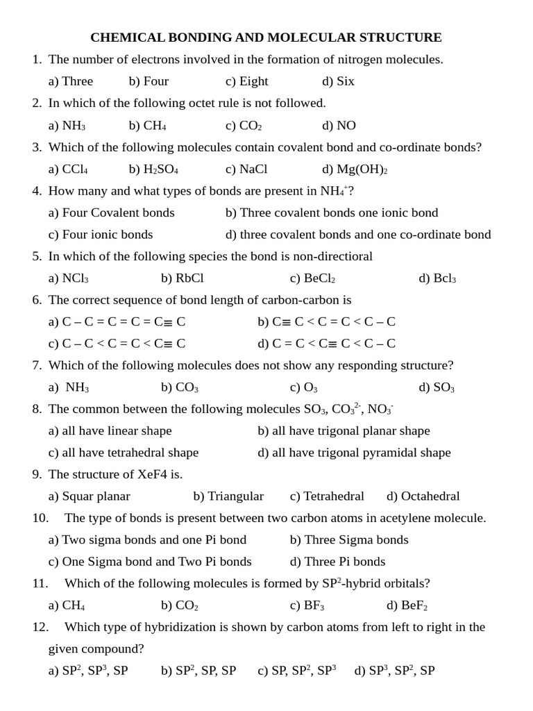 Chemical Bonding and Molecular Structure | PDF