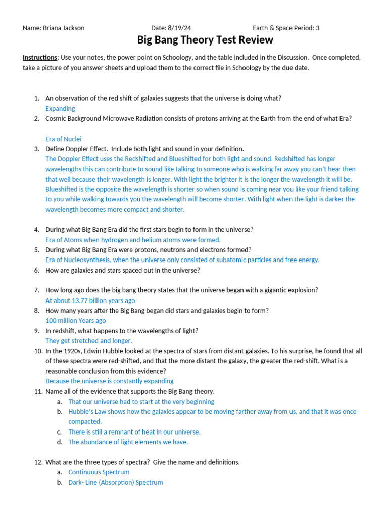 REVIEW Unit 1 - Big Bang Theory (Handout) | PDF