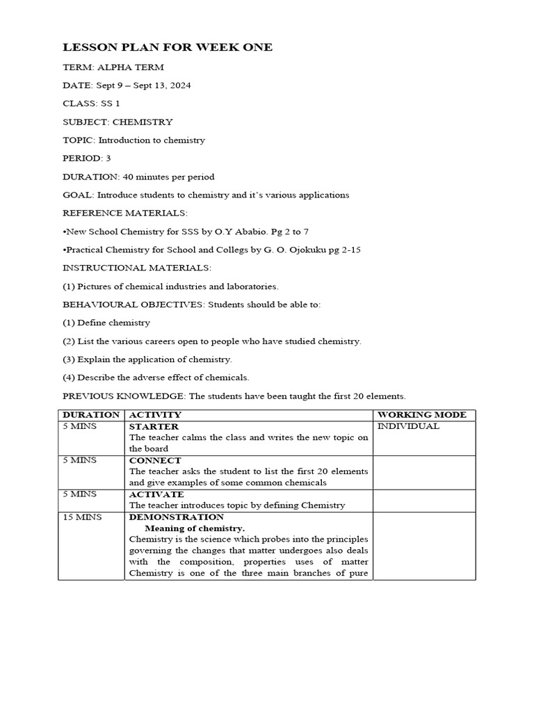 Chemistry Ss1 20245 Alpha | PDF