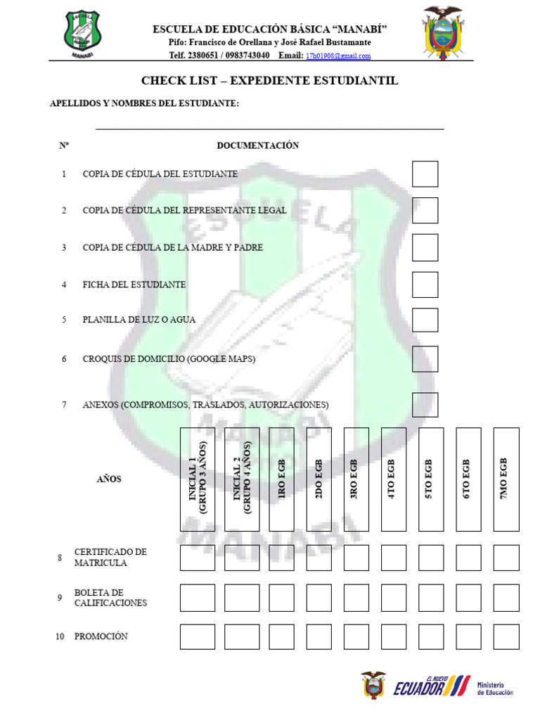 CHECK LIST DOCUMENTOS | PDF