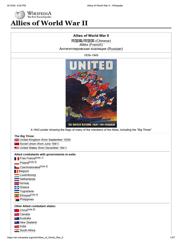 Allies of World War II - Wikipedia | PDF