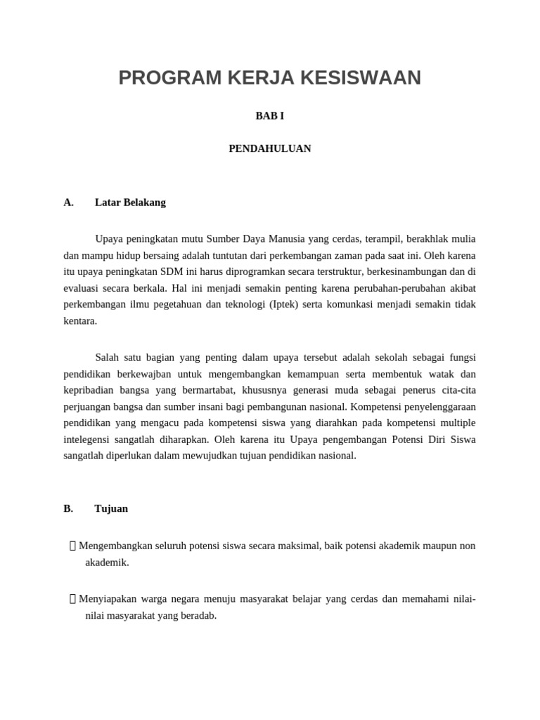 Program Kerja Kesiswaan SM | PDF