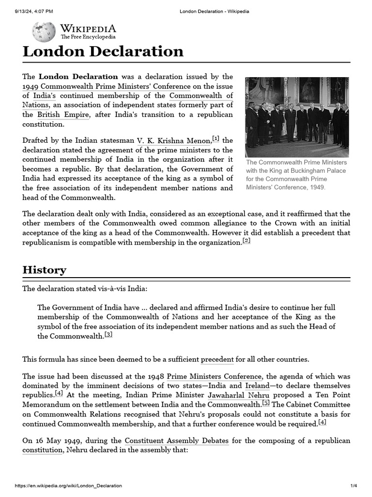 London Declaration - Wikipedia | PDF