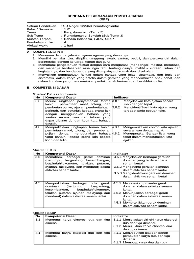 Pel.4 Pengalaman Di Sekolah | PDF