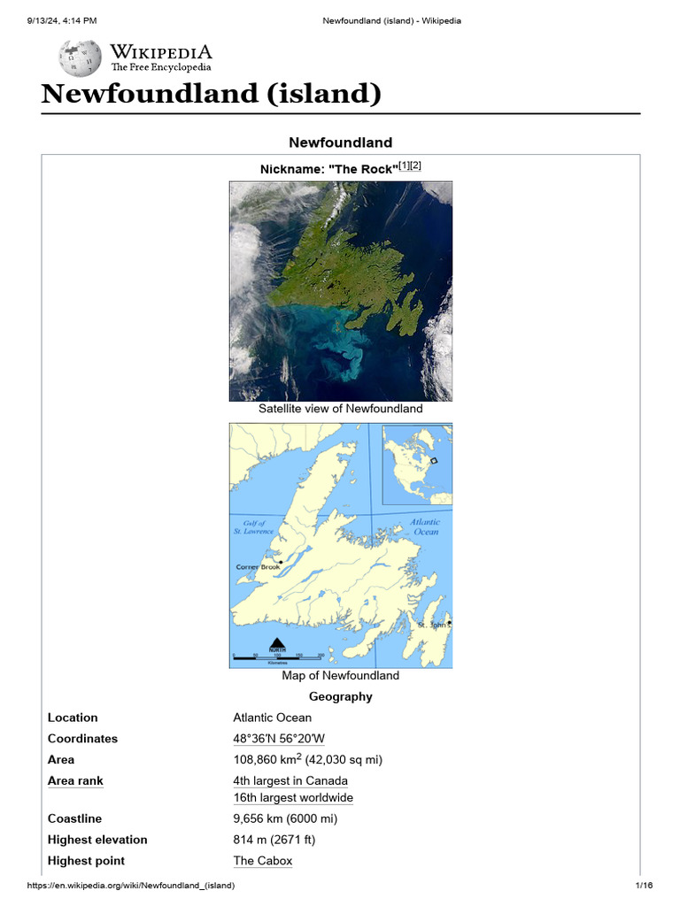 Newfoundland (Island) - Wikipedia | PDF