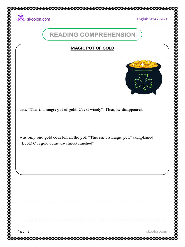G3 English Comprehension Magic Pot of Gold 611 | PDF