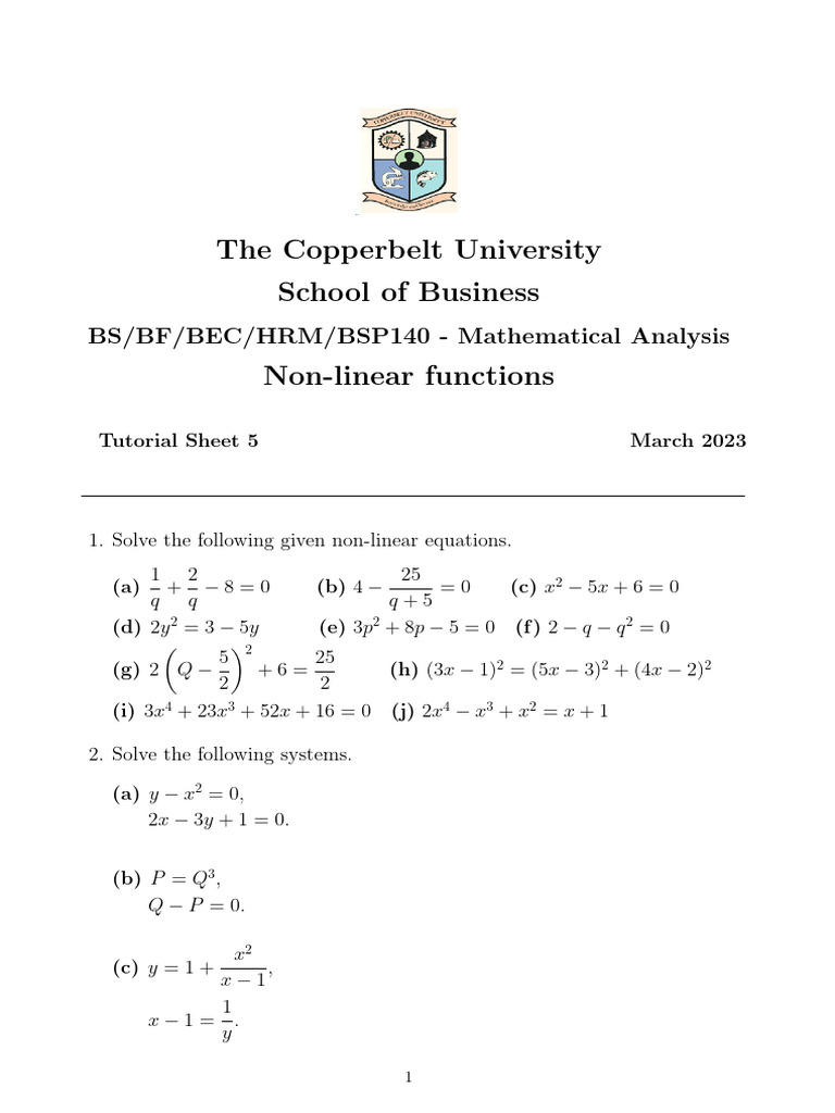 140 Tutorial Sheet 5 - 23 | PDF