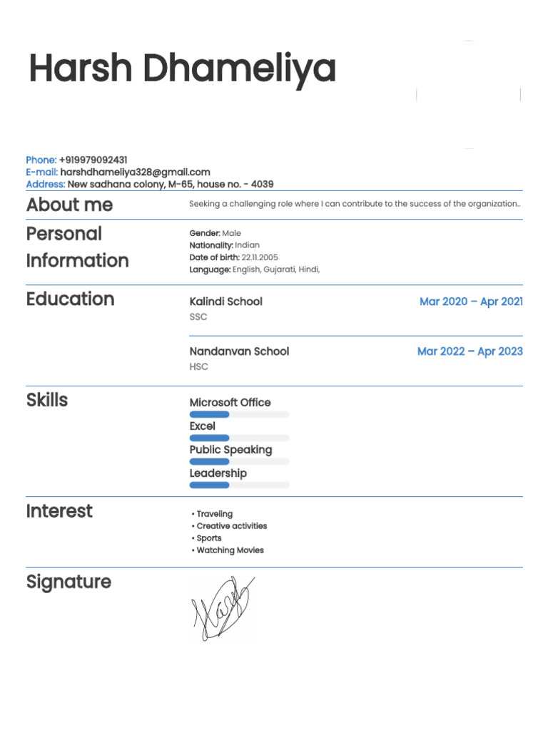 Harsh Dhameliya Resume | PDF