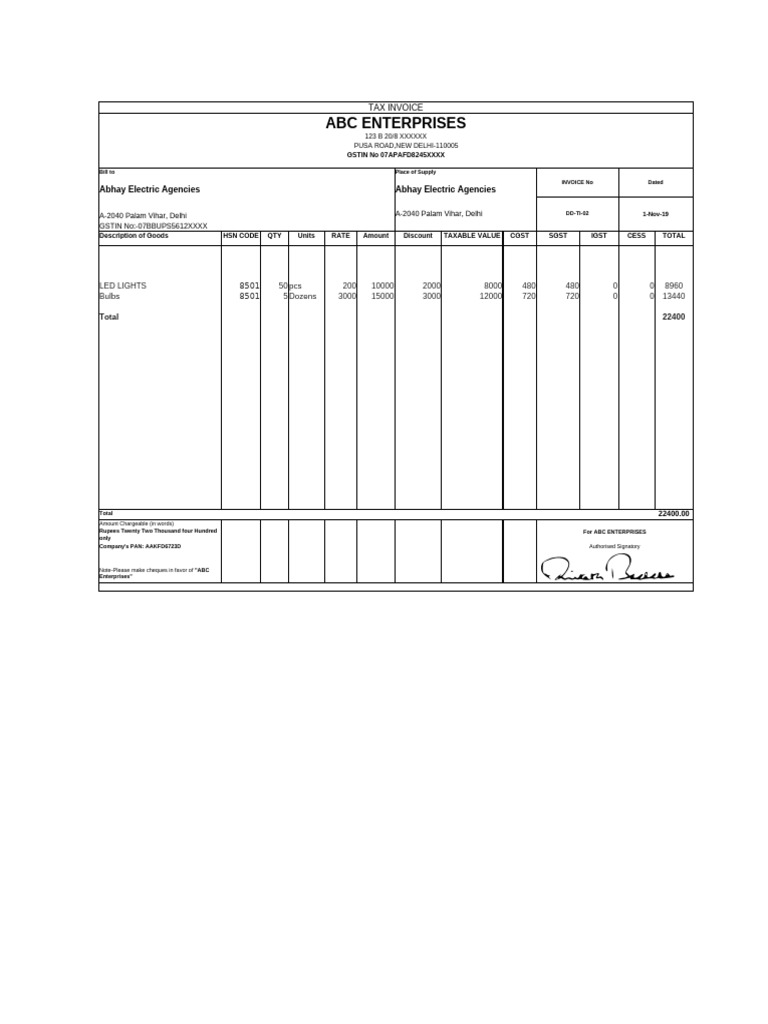Gst Tax Invoice Format for Goods Format 2 | PDF