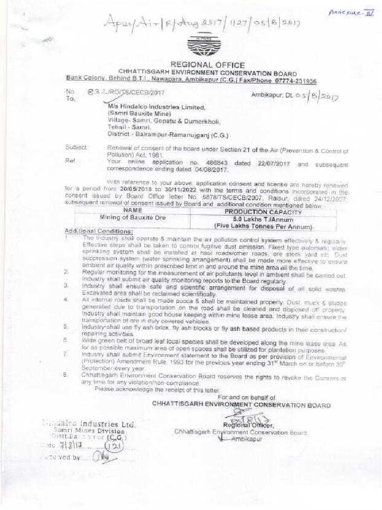 Samri Bauxite Mine MoEF Comp April Sep 2018 | PDF