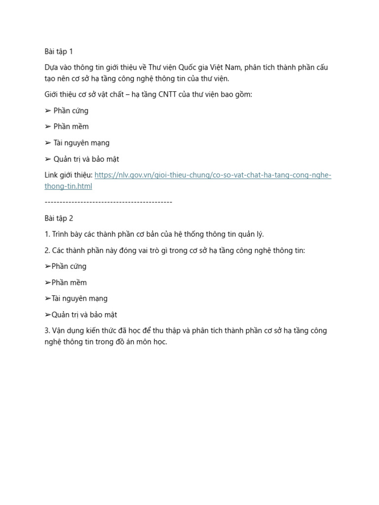 Csht Cntt - Bài Tập Chương 1 | PDF