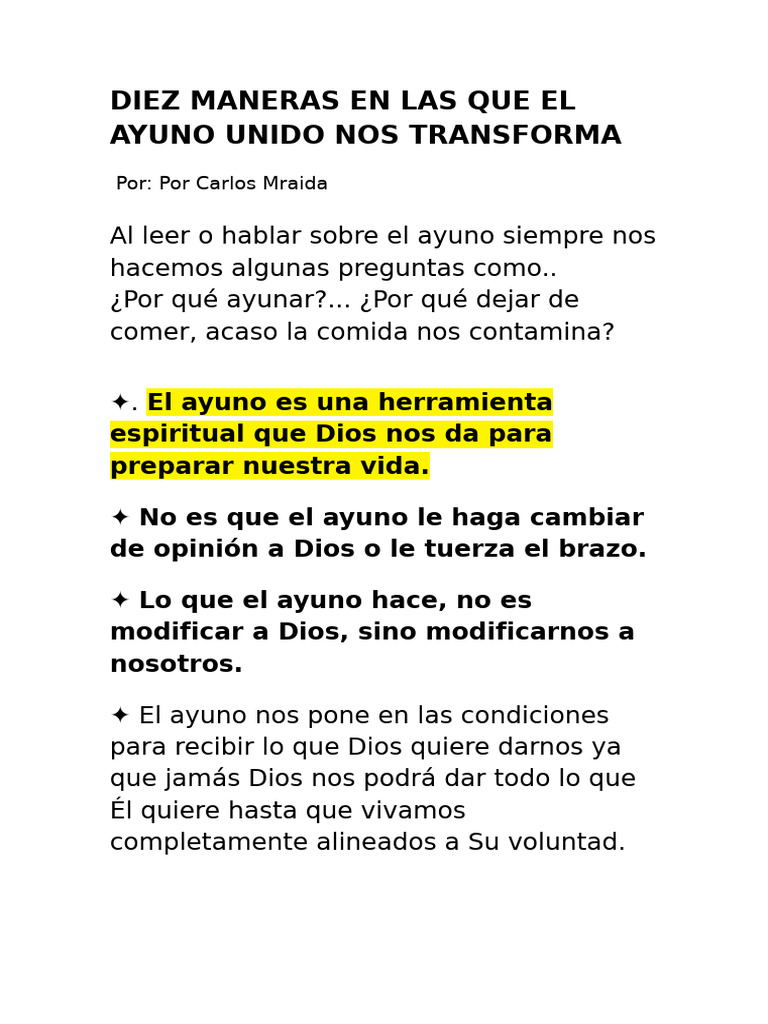 El Ayuno | PDF | Oración | Rápido