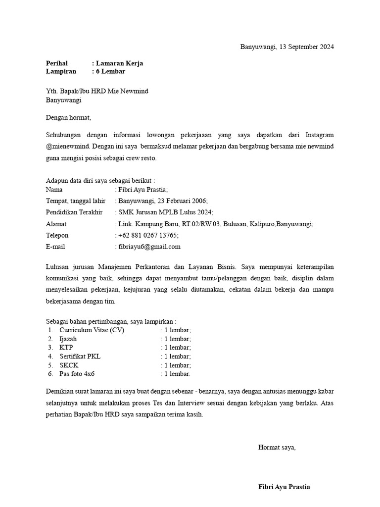 Lamaran 1 | PDF