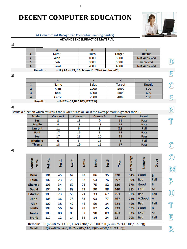 advance excel practice file 2021 Decent 2 | PDF
