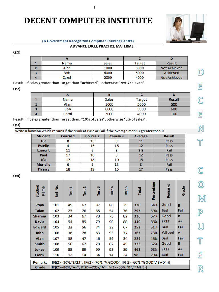 Advance Excel Practice File 1 2023 DECENT | PDF | Computers