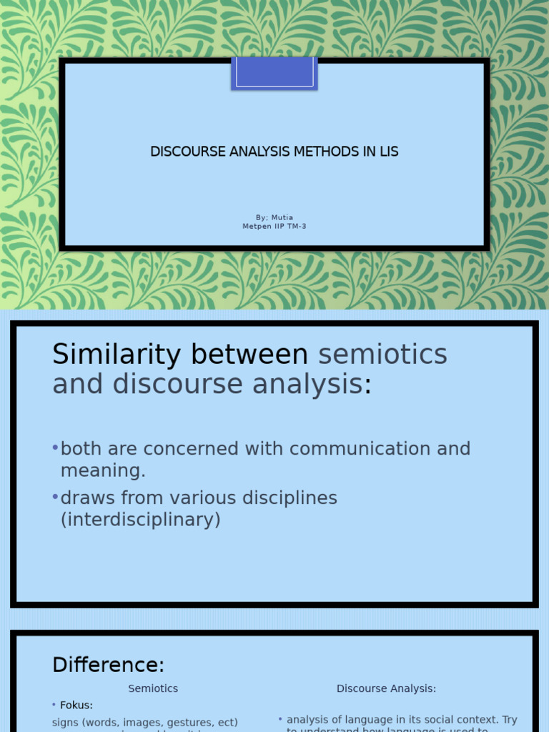 Discourse Analysis Methods in Lis | PDF