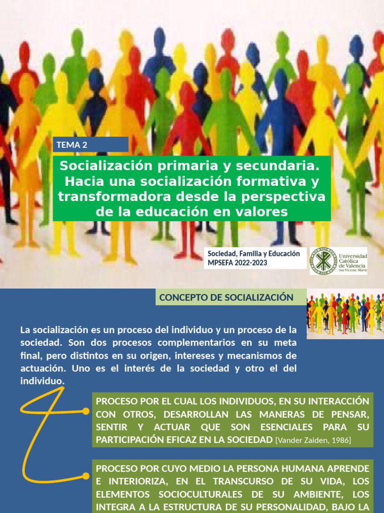 Tema 2.2 Socialización Primaria y Secundaria | PDF