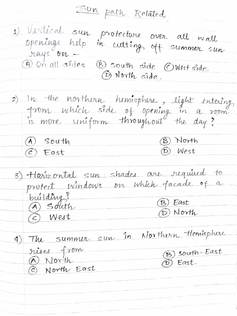 Sun Path Questions | PDF | Astronomy | Sun