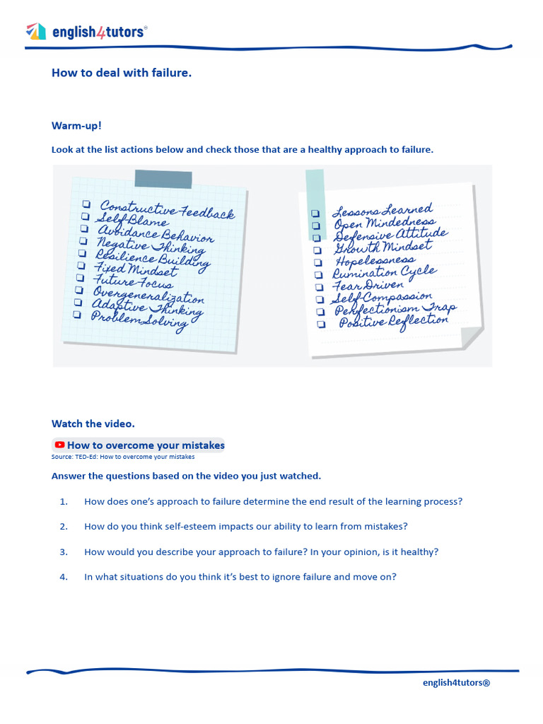 How To Deal With Failure - Student's | PDF