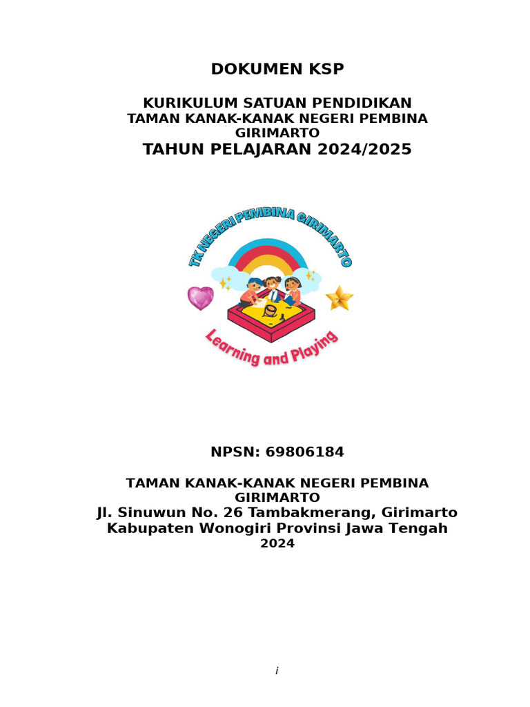 Cover, Rekomendasi Dan Pengesahan DOKUMEN KSP | PDF