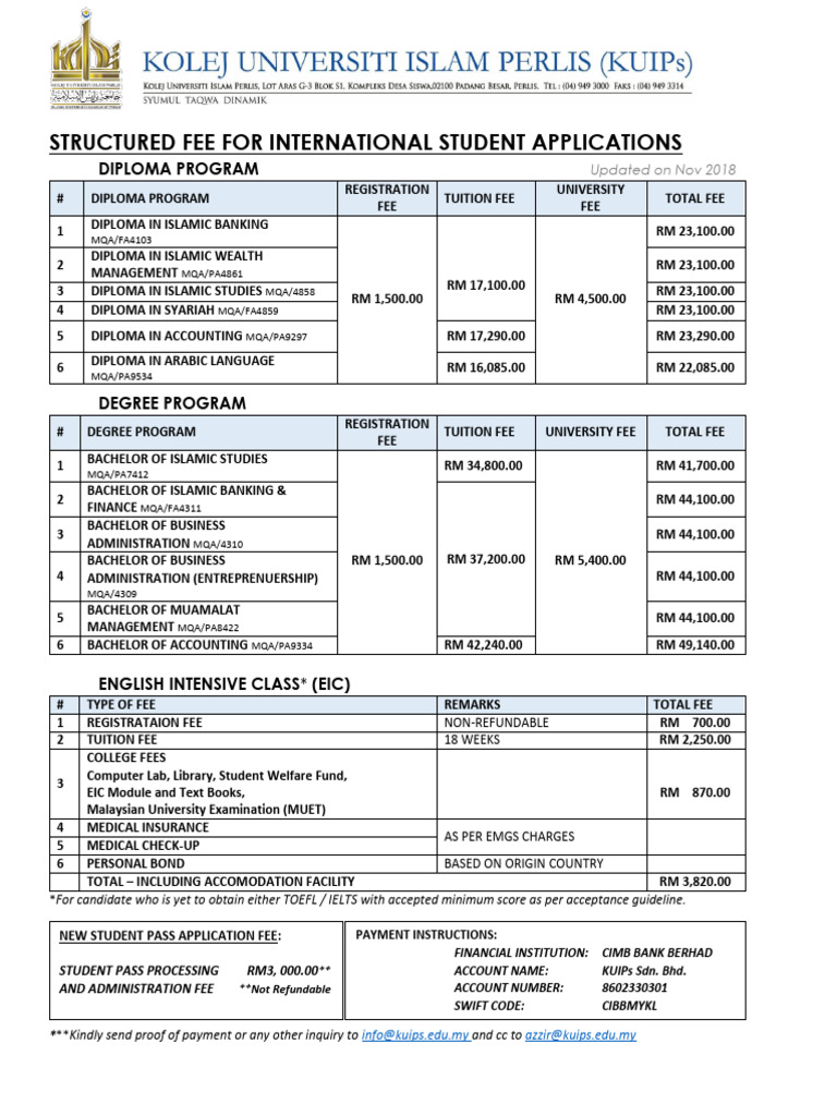 International Structured Fee Feb 2019 | PDF