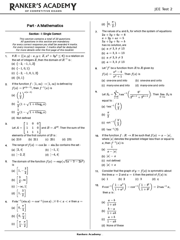 JEE - Test - 2 27 May 2024 | PDF