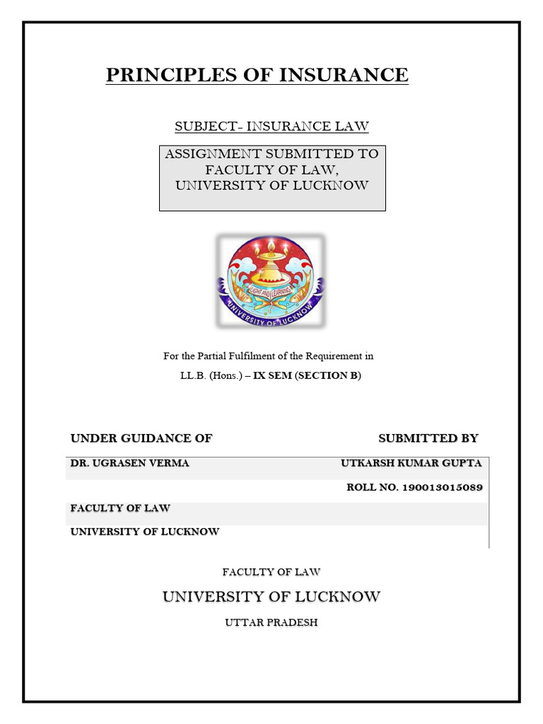 Principles of Insurance | PDF