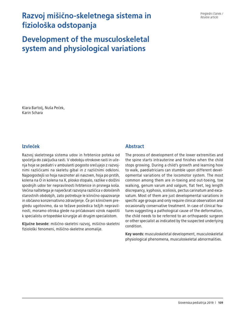 Razvoj Mišično-Skeletnega Sistema in Fiziološka Odstopanja | PDF