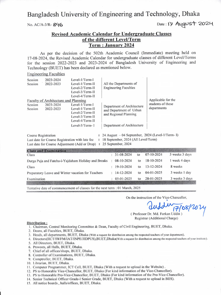 Academic Calender - UG English | PDF