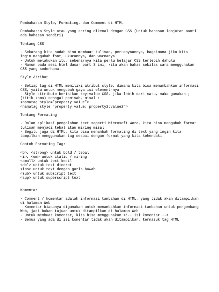 HTML Dasar Part 3 | PDF