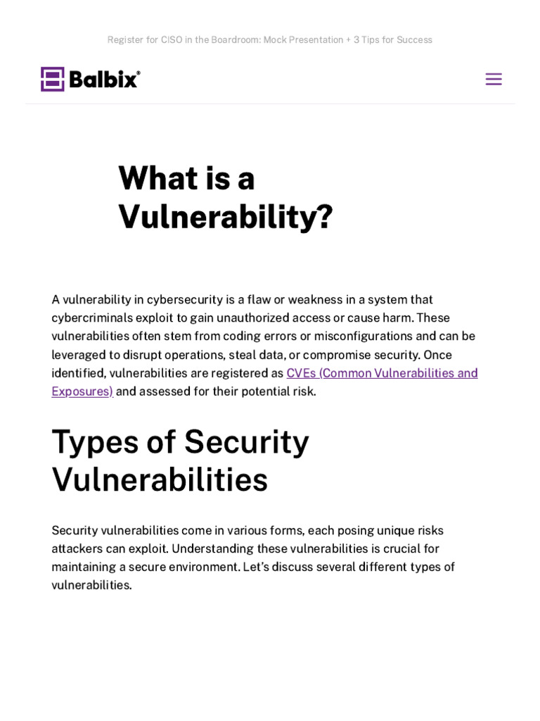 Cybersecurity Vulnerabilities Guide | PDF | Security | Computer Security