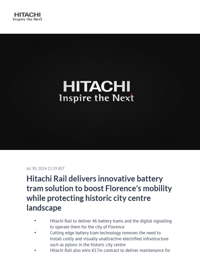 Hitachi Rail Delivers Innovative Battery Tram Solution To Boost ...