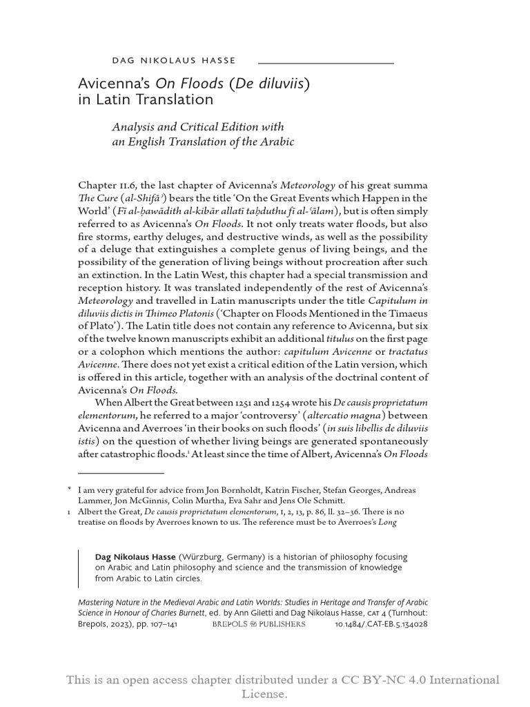 Avicenna: Ibn Sina - de Diluviis (La+en) | PDF