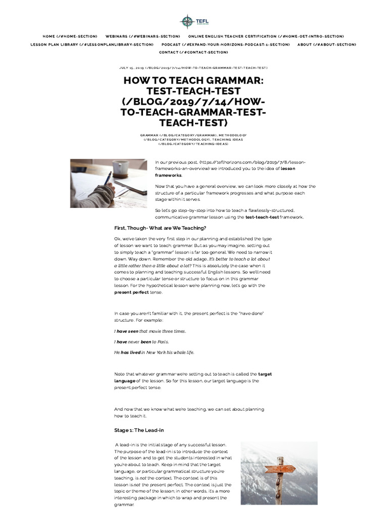 How To Teach Grammar - A Test-Teach-Test Lesson - TEFL Horizons | PDF