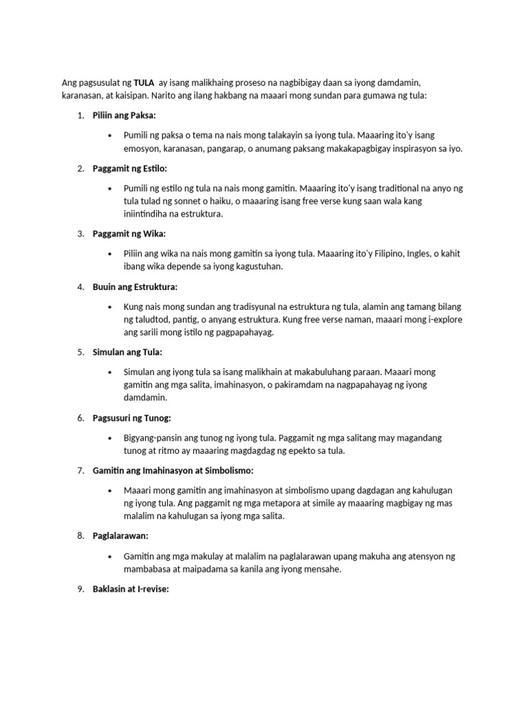 Ano Ang Tula at Paano Gumawa NG Isang Tula? | PDF