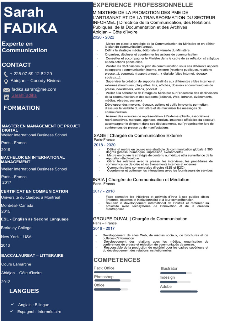 CV SARAH FADIKA 2023 | PDF